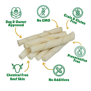 Lucky Premium Treats Plain Rawhide Sticks – All-Natural Rawhide Dog Treats for Extra Small Dogs, Gluten Free Premium Toy Breed Dog Treats (50 Chews)