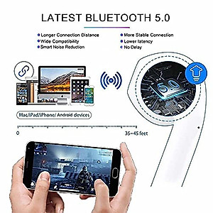 Tech King - Air Buds - True Wireless Earbuds, Bluetooth 5.0 Wireless Headphones with Charging Case in-Ear Auto connect Technology by TWS Earphones Hi-Fi Stereo Sound Headset for Workout Running Travel