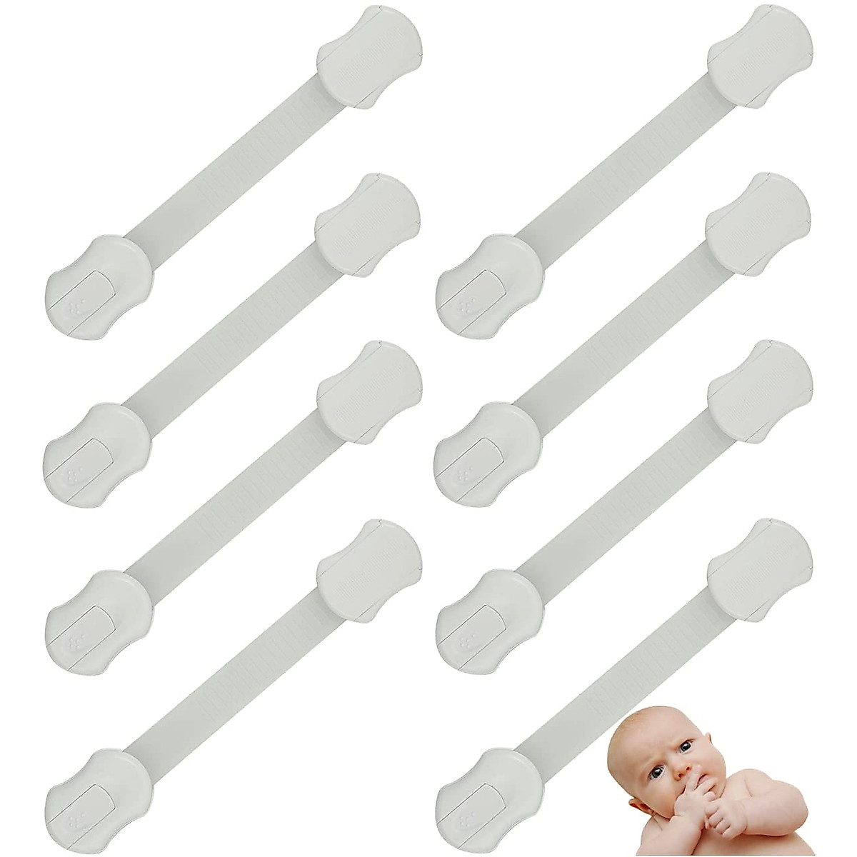 Baby Proofing Strap Locks for Child Safety and Child Proofing Your Home, Fridge, Drawers, Stove, Toilet, Dishwasher, Oven and More | Free Bonus - 2 Free Straps and Spare 3M Tape
