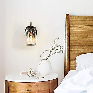 LNC Wall Sconce Mason Jar Lights Farmhouse and Rustic with Oil Rubbed Bronze for Hallway Bathroom, (7.1”L×4.7”W×8.7”H), A02979