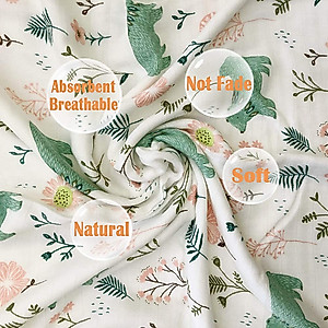 Farmer Mani Floral Bear Muslin Swaddle Blankets, Baby Muslin Quilt for Boys Girls Toddlers, Everything Blanket, Stroller Cover, Large 43"X45"(Flower Bear)