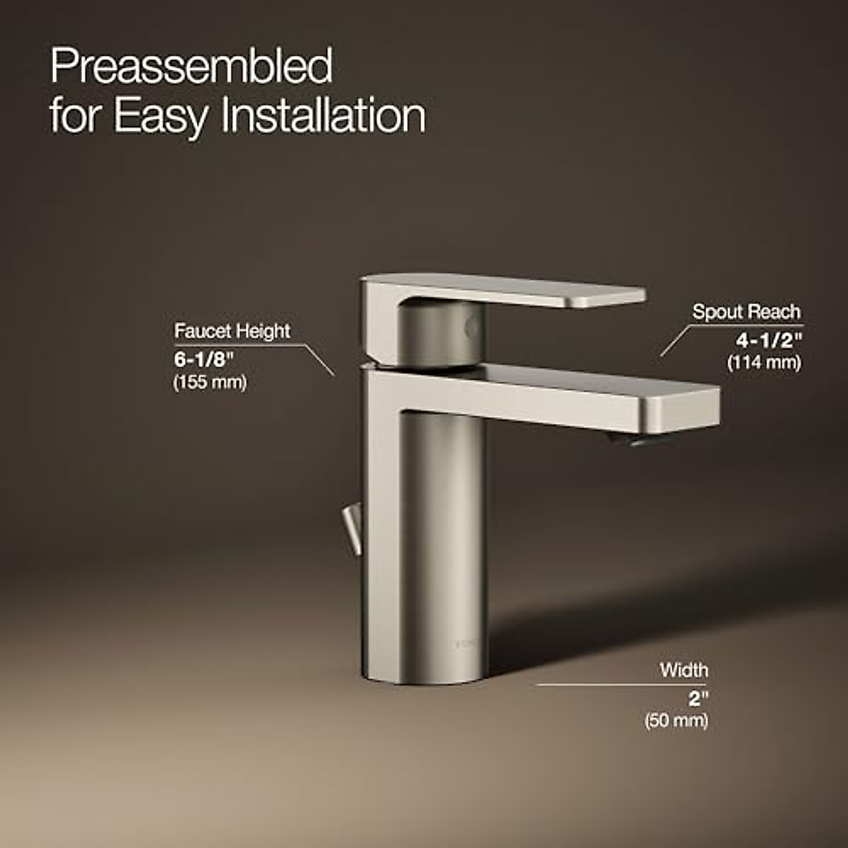 KOHLER 23472-4-Bn Parallel 1.2 Gpm Bathroom Sink Faucet, Single Handle, Brushed Nickel