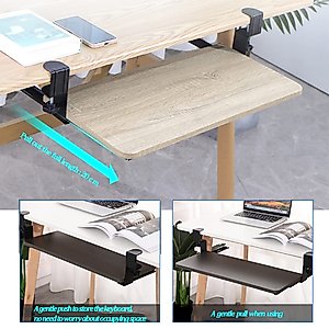 Niciksty Keyboard Tray Clamp Under Desk with Adjustable Clamp and 7.87IN Rail Set for DIY Custom Wooden Keyboard Trays (Tray Not Included), Under Desk Pull Out Slider Track with C-clamp Mount System