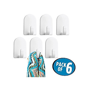 InterDesign Self-Adhesive Mini Hook, White, Set of 6