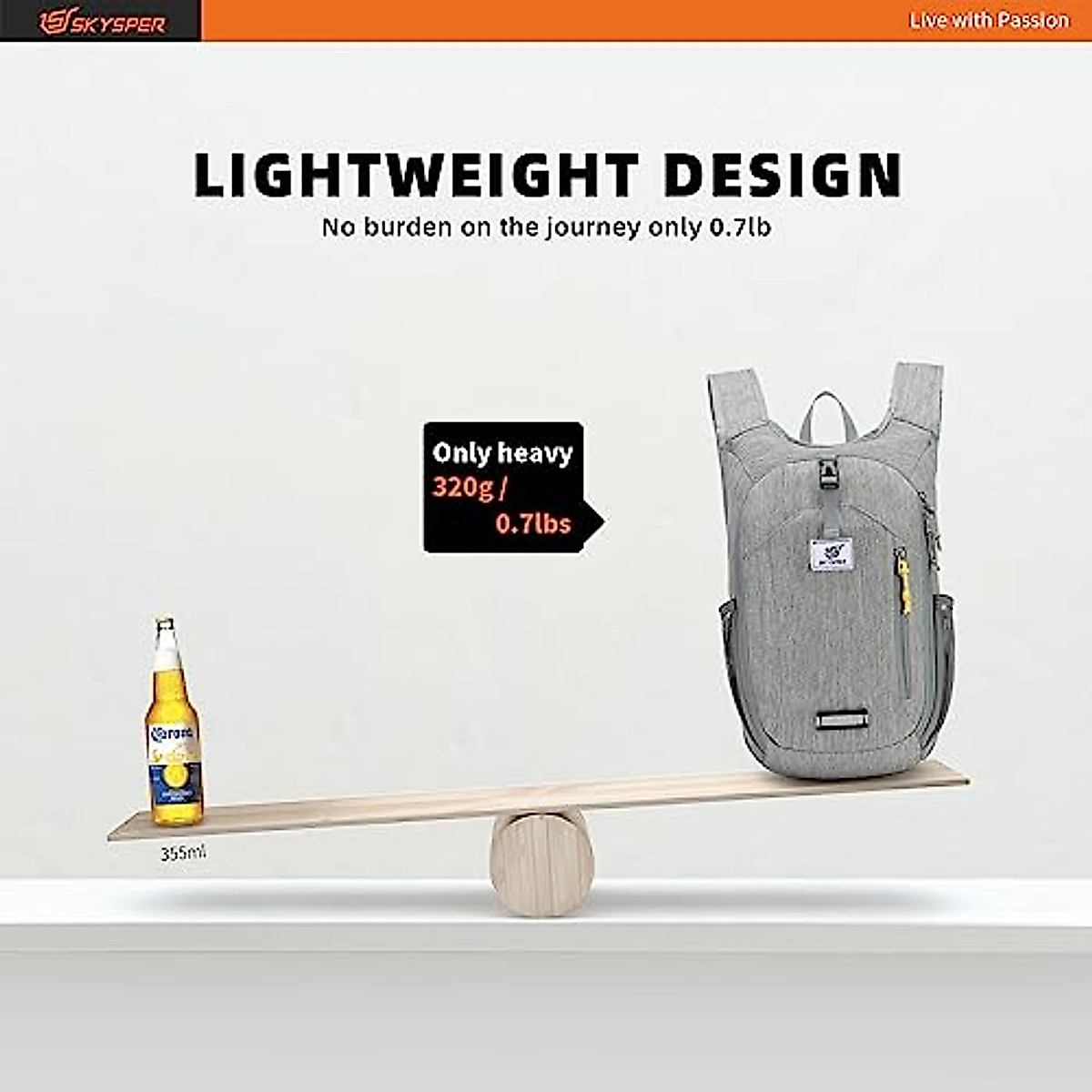 SKYSPER 10L Hiking Backpack Small Hiking Daypack Packable Lightweight Travel Day Pack for Women Men(Grey)