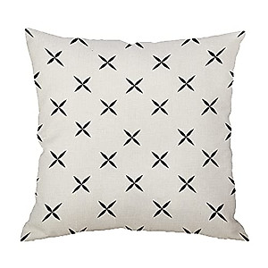 Outdoor Throw Pillow Covers 18x18 Waterproof Farmhouse Boho Spring Summer White Beige Black Patio Decorative Linen Square Modern Floral Line Geometry Stripe Courtyard Garden Sofa Chair Couch set of 4