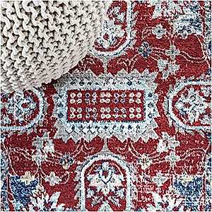 JONATHAN Y Modern Persian Vintage Medallion Red/Navy 3 ft. x 5 ft. Area-Rug Country, Easy -Cleaning, for Bedroom, Kitchen, Living Room, Non Shedding (MDP104A-3)