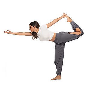 AvaCostume Womens Harem Yoga Pants Side Slit Sport Workout Sweatpants Darkgrey XL