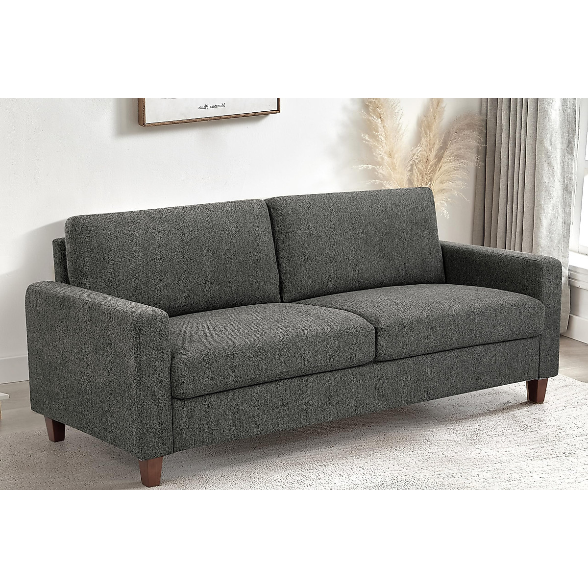 US Pride Furniture Mid Century Modern Couch with Reversible Back Pillows, 3 Seater Sofa for Small Spaces, Living Rooms, Apartments, and Condos, 77" Wide, Grey