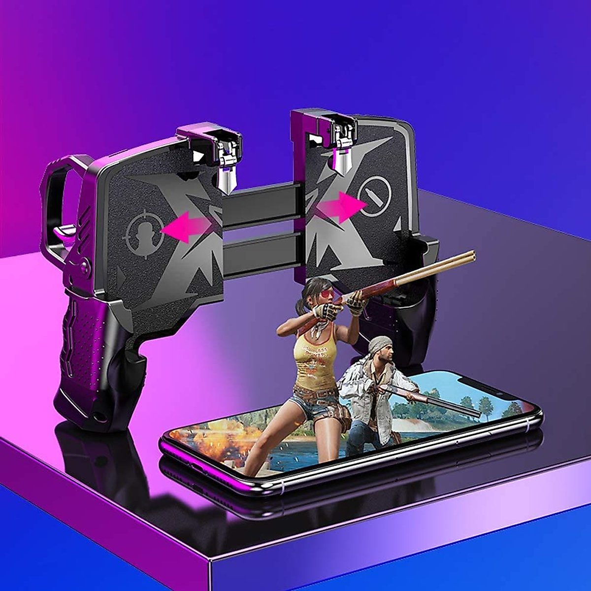 Mobile Game Controller L1R1 Triggers [ 2 Finger ], FPS or Battle Royale Controller Gaming Grip Joystick Gamepad, Shoot Aim Keys for 4.7-6.5" Android/iOS Phone