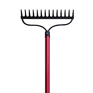 TABOR TOOLS J205A Level Head Rake with Strong Long 54 Inch Fiberglass Handle, 14-Tine Garden Rake.