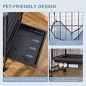 PawHut Small Animal Cage with Hammock, 3 Tiers Ferret Cage with Storage Shelf, Chinchilla Cage Sugar Glider Cage, Strong Metal Wire, Removable Tray