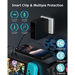 65W/45W PD Foldable Power Adapter, USB C Fast Charger for Steam Deck/Nintendo Switch/Steam Deck TV Dock Console/Switch/Lite/Phone/Tablet/Laptop