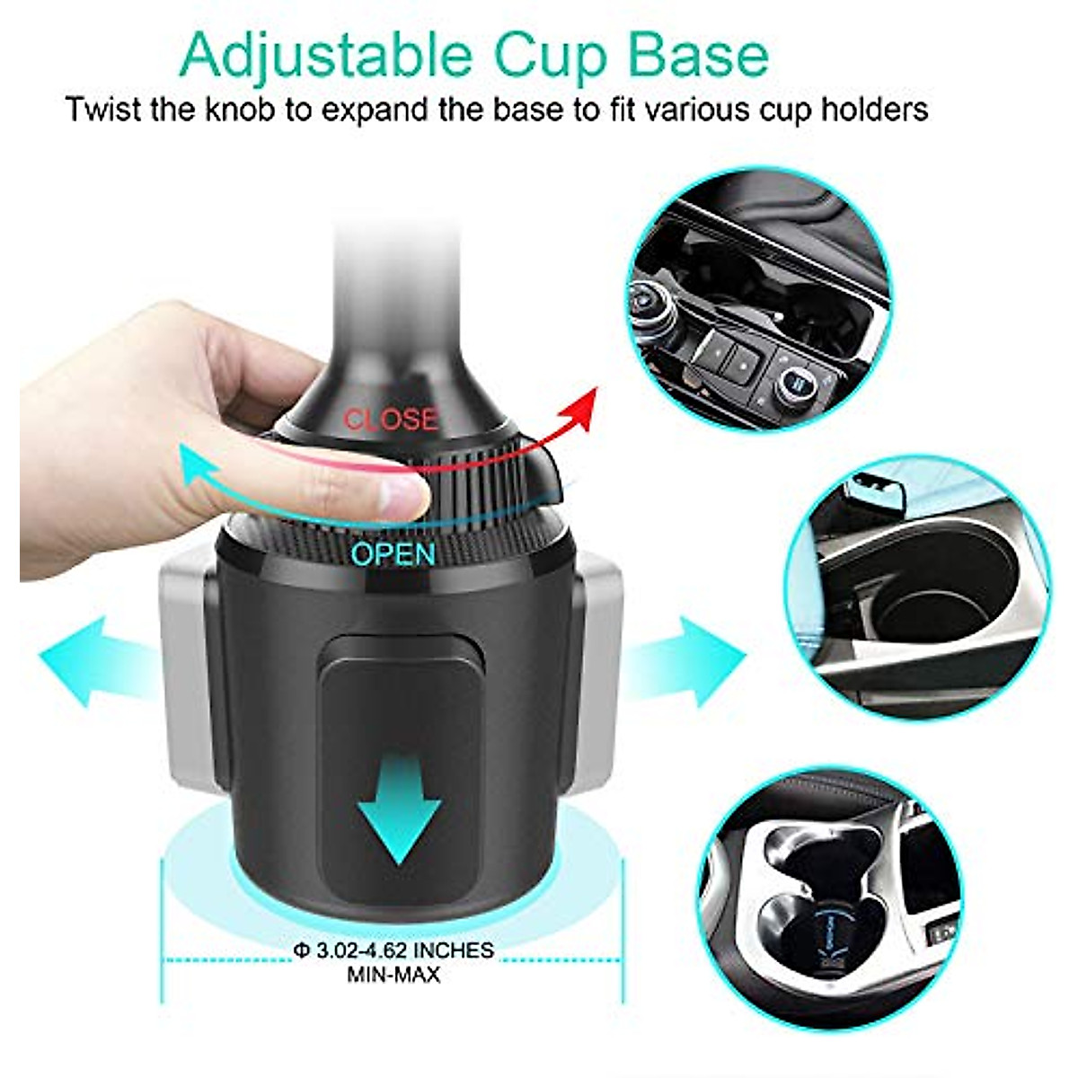 OQTIQ Car Cup Holder Phone Mount Magnetic, Universal Cup Holder Fit Phone Car Truck Mount Cup Holder Compatible with iPhone Samsung Galaxy LG and More, Extra Strong with 6 Magnets