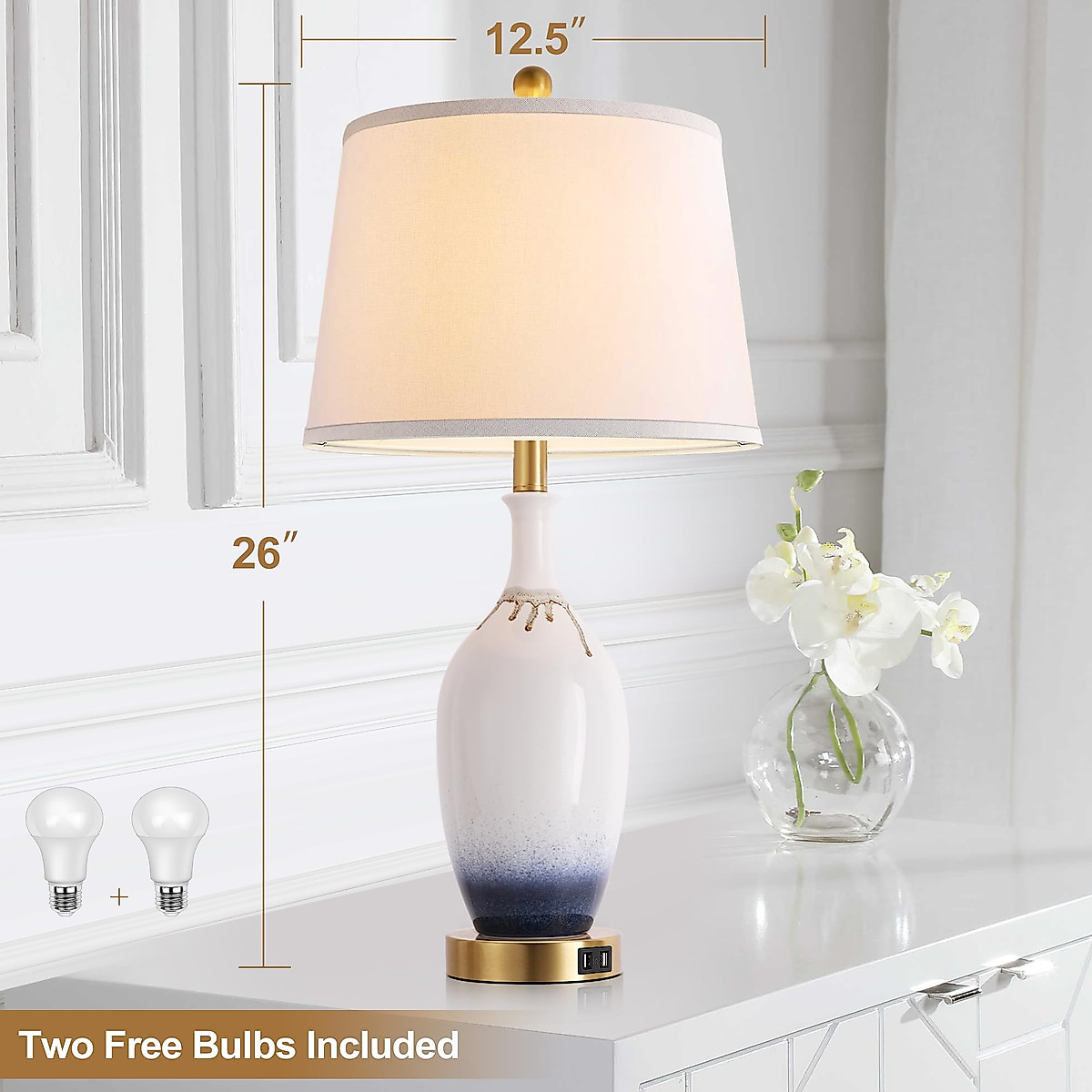 Large Desk Lamps for Home Office, Whtie Architect Desk Lamp with Clamp