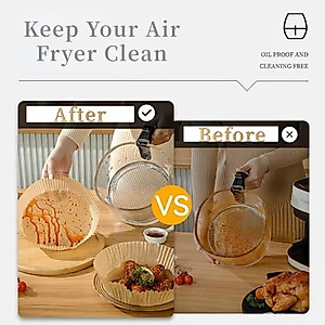 Air Fryer Parchment Paper, Non-stick Liners, Baking Paper for Air Fryer, Disposable Paper, Oil-proof, Water-proof（50PCS,7.9 Inches, Natural)