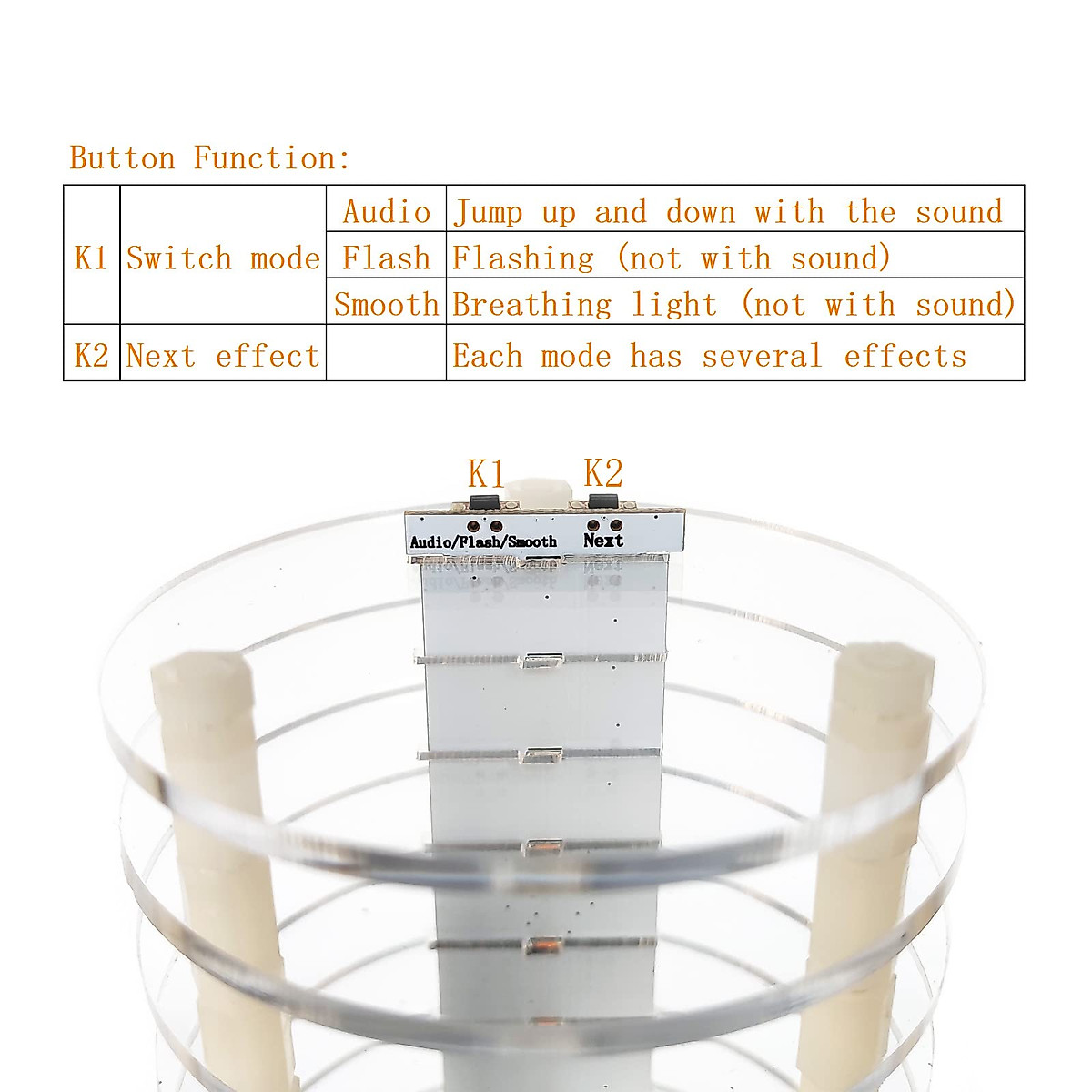 iCubeSmart 16 LED Audio Spectrum DIY Electronic Kits, Built-in Microphone to Collect Music (PP16-Round)
