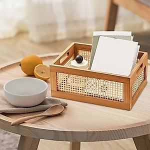 Wood Storage Basket Drawer Storage Box Portable Decoration Supplies Desktop Frame Case Home Organization for Bedroom Stationery Household, 35cmx24cmx19cm