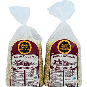Amish Country Popcorn | 2-2 Lb Bags - Medium White Kernels | Old Fashioned, Non-GMO and Gluten Free (2-2lb Bags)