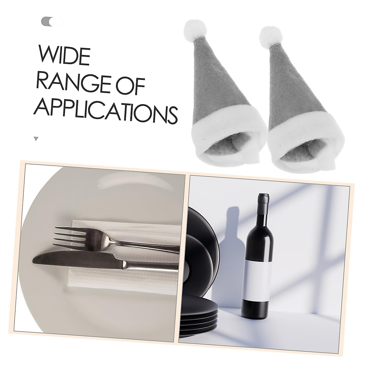 DOITOOL 24PCS Christmas Santa Hats Silverware Tableware Holders Santa Claus Flatware Bag Pouch Christmas Dinner Table Decorations Party Supplies