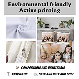 Personalized Custom Bedding Set with Picture, Text, Logo, 1 Duvet Cover 2 Pillowcases Trio, Customized Different Sizes, Suitable for Kids, Birthday, Christmas, Valentine's Day, Special Festival Gift