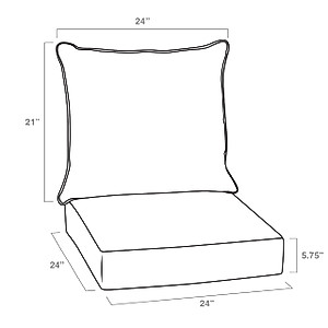 Arden Selections Outdoor Deep Seat Set, 24 x 24, Rain-Proof, Fade Resistant, Deep Seat Bottom and Back Cushion 24 x 24, Pistachio Botanical