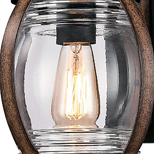 Westinghouse Canyon One-Light Outdoor Wall Fixture, Textured Black and Barnwood Finish with Clear Glass (Canyon Wall Lantern 2 Pack)