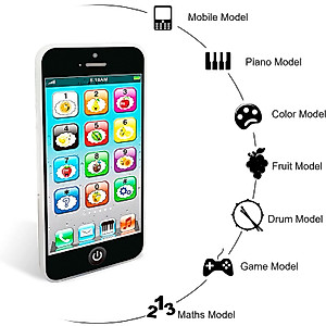 Toy Learning Play Cell Phone with 8 Functions and Dazzling Lights Interactive Toy for Toddler Baby Kids Boys Girls