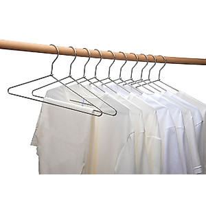 Solid Heavy Duty Metal Shirt Coat Hangers, Stainless Steel Clothes Hanger with Polished Chrome, Space Saving Clothing Hanger 17 Inch Silver Metal Wire Hanger 20 Pack HL06C