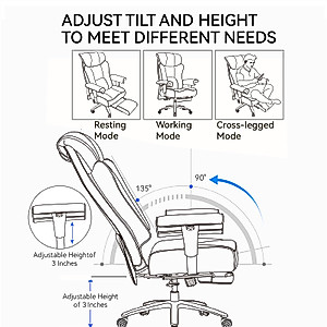 Efomao Big and Tall Office Chair 450lbs, Ergonomic Office Chair, Executive Office Chair for Heavy People, Computer Chair with Foot Rest, High Back Office Chair, PU Leather Green Office Chair