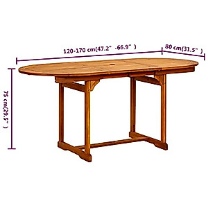 WIFESE Outdoor Dining Table 67"x32"x30" Weather-Resistant Patio Table Wooden Rectangle Dining Table Foldable Table Outdoor Acacia Table Farmhouse Rustic Table for Balcony,Garden,Outside Brown
