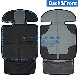 INFANZIA Car Seat Protector with Thickest Padding - Auto Seat Cover Mat for Baby Child Car Seats, Waterproof 600D Fabric, PVC Leather Reinforced Corners & 2 Large Pockets for Handy Storage, Gray