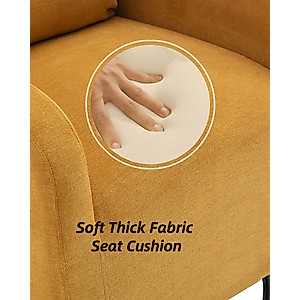 Luccalily Swivel Rocking Chair for Nursery, Upholstered Glider Nursery Chair with Breathable Fabric for Bedroom, Living Room, Yellow