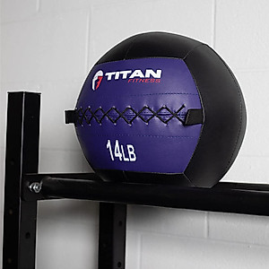 Titan Fitness Soft Leather Medicine Wall Ball 14 lb. Durable, Endurance, Cardio, Core Strength