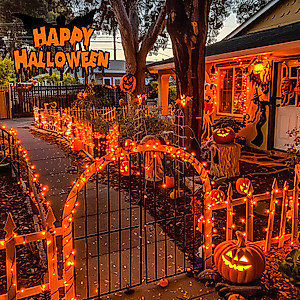 JMEXSUSS 2 Pack Orange Solar Halloween Lights, Total 400 LED 151FT Solar String Lights Outdoor Waterproof, 8 Modes Halloween Lights for Outside Tree Patio Yard Garden Halloween Decorations