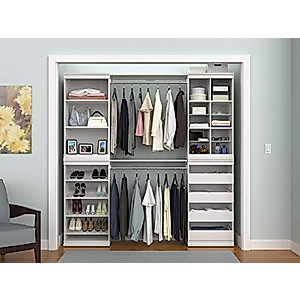 ClosetMaid 4557 Modular Closet Storage Stackable Shelf Unit- White & SuiteSymphony Starter Tower Kit, Expandable Closet Rod, Satin Nickel