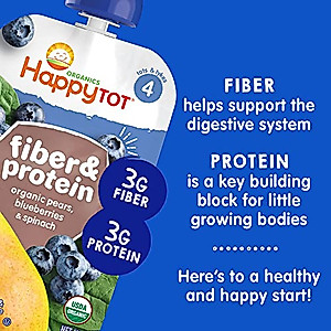 Happy Tot Organics Stage 4 Baby Food Pouches, Gluten Free, Vegan Snack, Fiber & Protein Fruit & Veggie Puree, Fruit & Veggie Variety Pack, 4 Ounce (Pack of 16)
