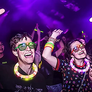 166PCS Glow In The Dark Party Supplies For Kid/Adults,Led Light Up Party Favors Toys With 100 Glow Stick Bulk, 40 Finger Lights, 16 Flashing Glasses, 10 Tubes Sensory Birthday Halloween Neon Supplies