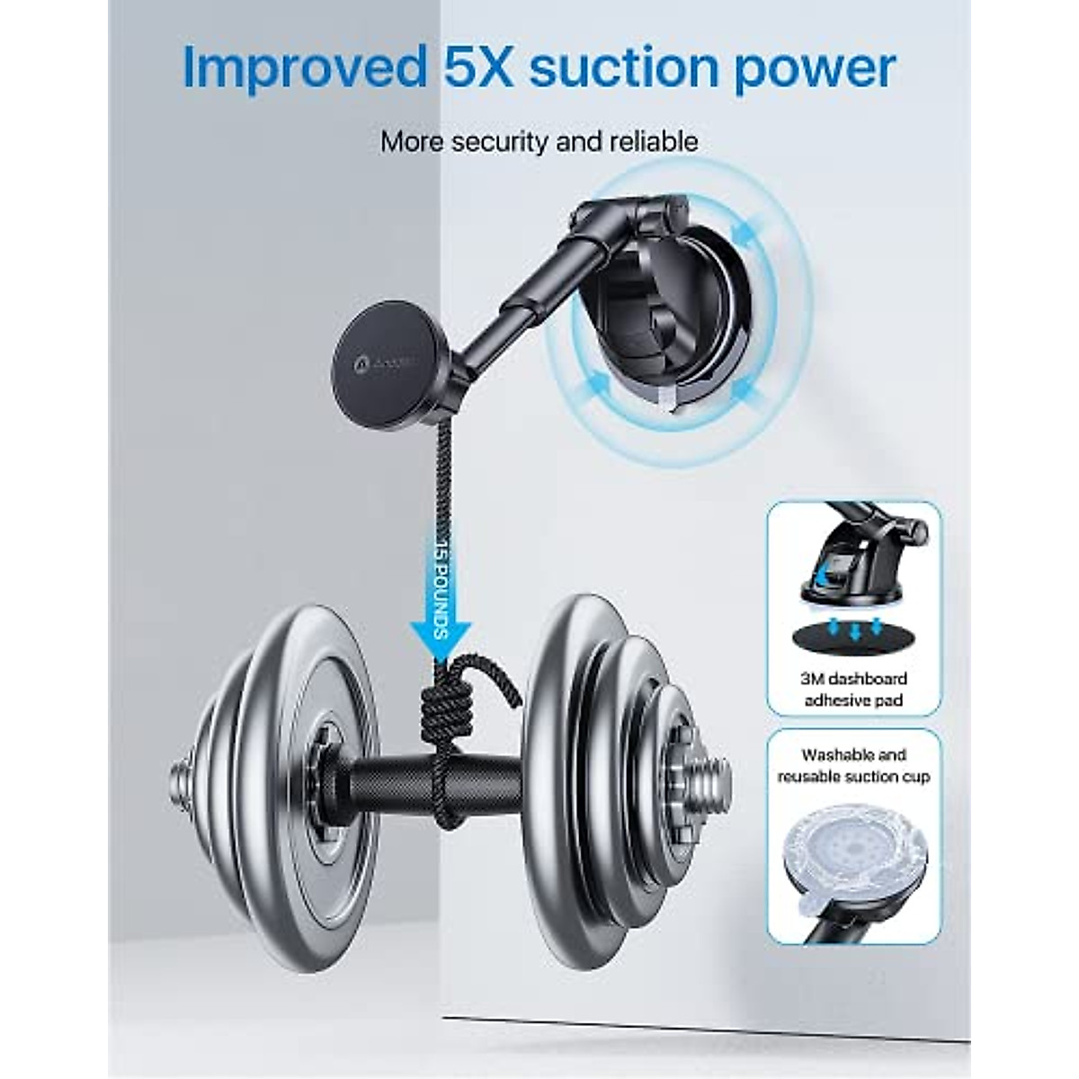 andobil [Bumps Friendly Magnetic Phone Holder for Car, [Super Strong Magnet] Universal Dashboard Windshield Car Mount Magnet Compatible with iPhone 13 12 Pro Max 11 XR Samsung S22 S21 All