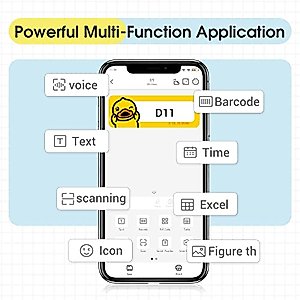 NIIMBOT Label Maker Machine with Tape D11 Portable Wireless Connection Label Printer Multiple Templates Available for Phone Pad Easy to Use Office Home Organization USB Rechargeable