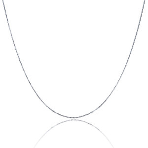 925 Sterling Silver 1.5 MM Box Chain Italian Necklace Lightweight Strong - Rhodium Plated - Lobster Claw 24 Inch