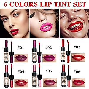 WYBLZPXZ 6 Colors Wine Lip Tint,Liquid Wine Lipstick,Wine Tint Lip Stain,Matte Long Lasting Waterproof Lip Gloss Set for Creating Natural Moisturizing Lip Makeup