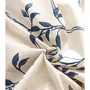 Tache Elegant Leaf Vine Nature Earthy Floral Neutral Cream Beige Tan Blue Breathable Poplin Cotton Zipper Duvet Cover, King