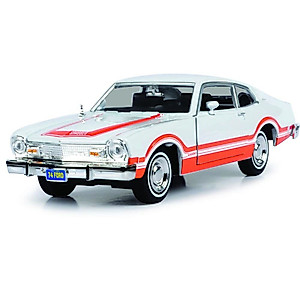 Toy Cars 1974 Maverick Grabber White with Orange Stripes Forgotten Classics Series 1/24 Diecast Model Car by Motormax 73332