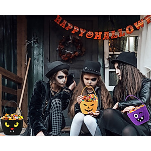 Teenyyou Halloween Trick or Treat Basket with Handle Cute Halloween Bucket Cotton Rope Woven Candy Bag Pumpkin Witch Cat Pig Storage Basket for Halloween Party Favor(3 Packs,Mixed Style)