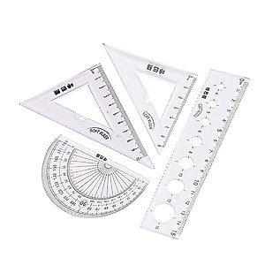 Operitacx 4 Set Suit Stationary Tools for Math Protractor Triangular Ruler Clear Ruler Geometry Ruler Protractor Ruler Rulers Stationery Plastic Ruler Unisex to Draft