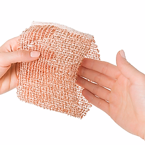 REDECKER 2-Ply Woven Copper Scrubbing Cloth - Durable and Non-Abrasive Scrubber Copper Cloth - Machine Washable Copper Pads - Copper Scouring Pads - Copper Cleaning Scrubs - Set of 2