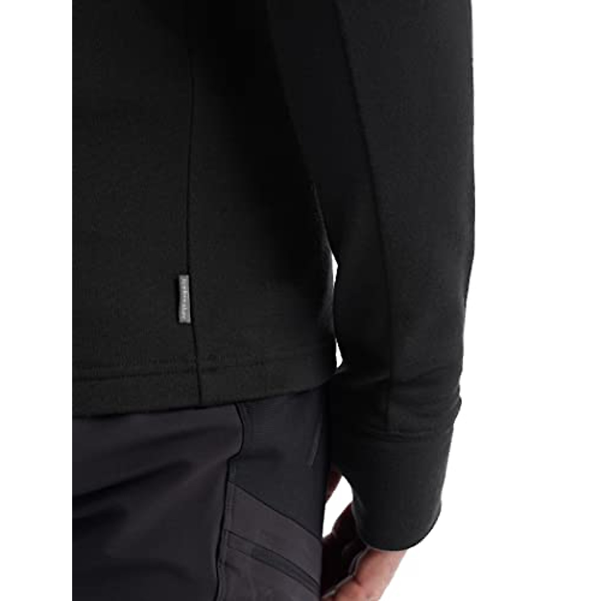 Icebreaker Merino Quantum III Men’s Full Zip Up Sweater, 100% Merino Wool, Comfy, Slim-Fit Zip Up Jacket for Men with Zippered Pockets, Thumb Loops - Premium Outdoor Sweat Shirt, Black, Medium