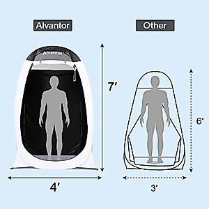 Alvantor Shower Tent Changing Room Outdoor Toilet Privacy Pop Up Camping Dressing Portable Shelter Teflon Coating Fabric 4’x4’x7' Patent Pending, White