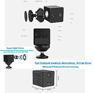 1080P Mini Camera Camera IP Camera Rechargeable Battery Camera Video Security Surveilllance Camera (Size : 64G) ()